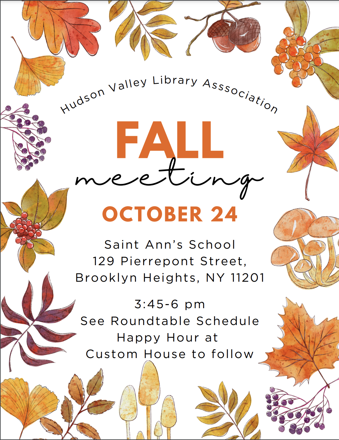HVLA Fall Meeting Announcement – Hudson Valley Library Association